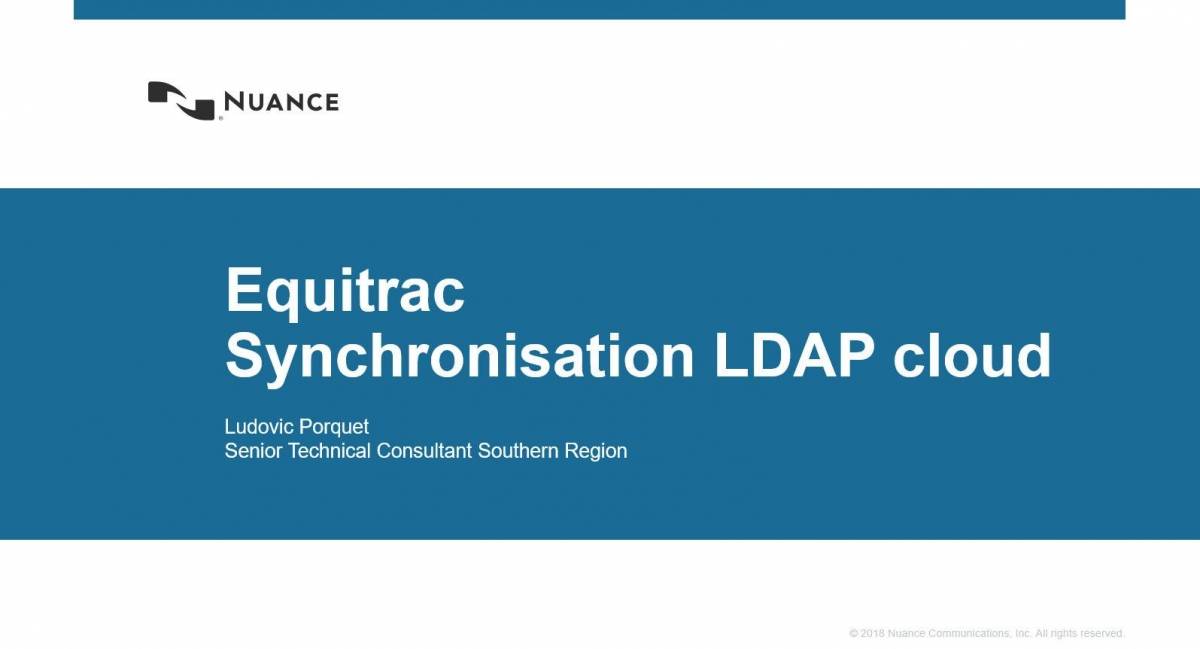 Nuance Equitrac Synchronisation Directory-As-a-Service